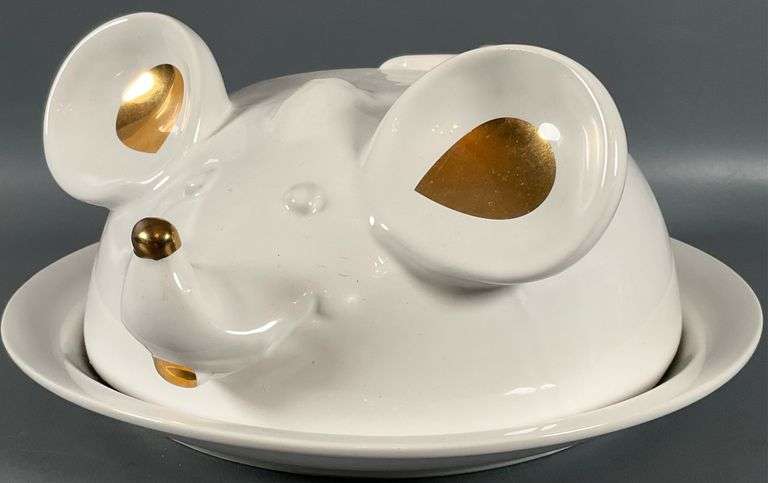 Ceramic Porcelain Cheese Server Dish Plate Mouse Covered Lid, Arlington ...