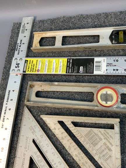 54” Drywall T Square, Levels, Tape Measure, Combination Square and More ...