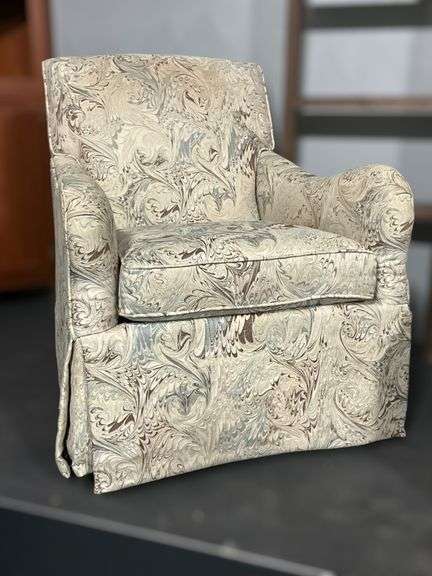 Havertys Swivel Rocking Chair with Neutral Hues of Tan and Blue ...