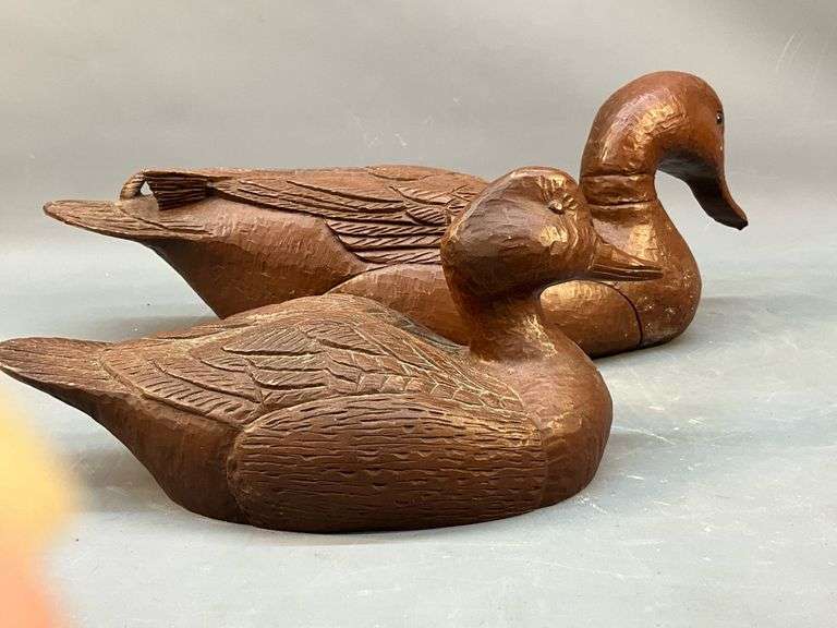 Pair of Red Mill Mfg. Handcrafted Ducks, Heavy, Largest is ...