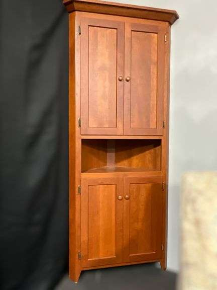 Solid Wood Corner Cabinet with 4 Doors and Middle Open Area ...