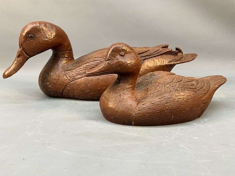 Pair of Red Mill Mfg. Handcrafted Ducks, Heavy, Largest is ...