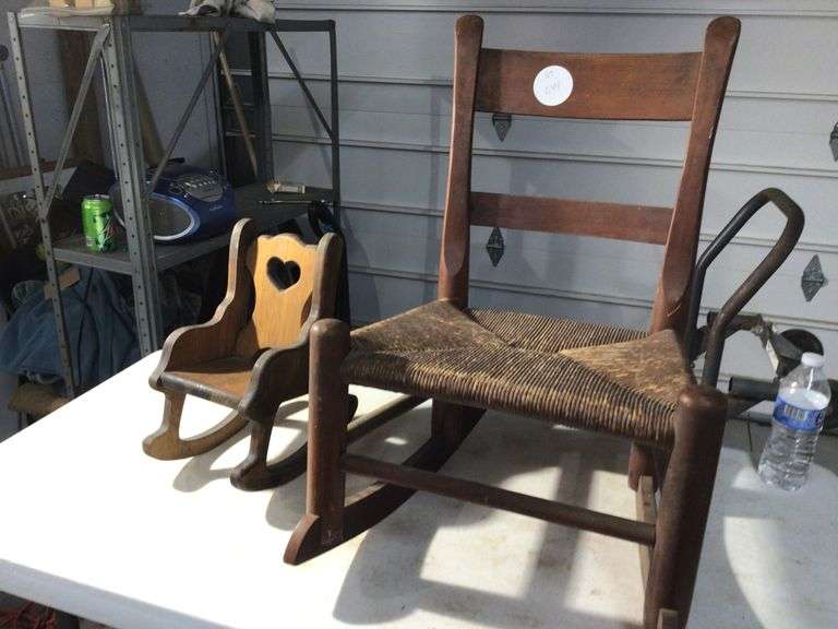 CHILD SIZE ROCKING CHAIR AND DOLL ROCKING CHAIR - Currie Auction Service