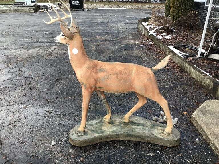 CEMENT BUCK DEER STATUE - Currie Auction Service