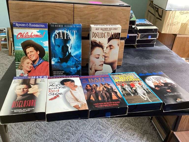 2 VHS DRAWER STORAGE BOXES WITH VARIOUS VHS MOVIES - Currie Auction Service