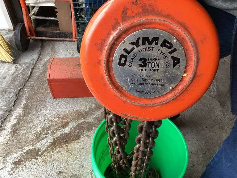 3-TON CHAIN FALL AND 5-GALLON BUCKET - Currie Auction Service