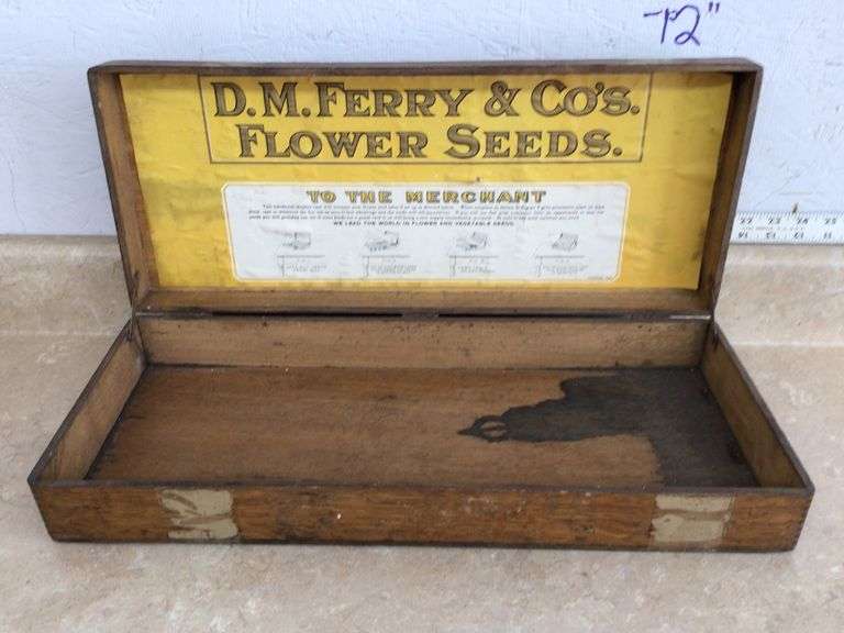 D.M FERRY & CO'S WOODEN FLOWER SEED BOX - Currie Auction Service