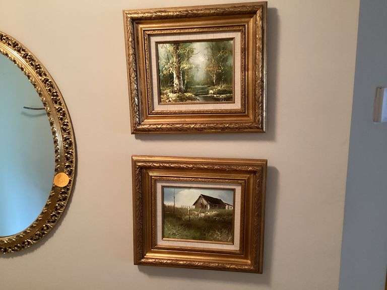 3 LANDSCAPE WALL PICTURES W/FRAME & MIRROR - Currie Auction Service