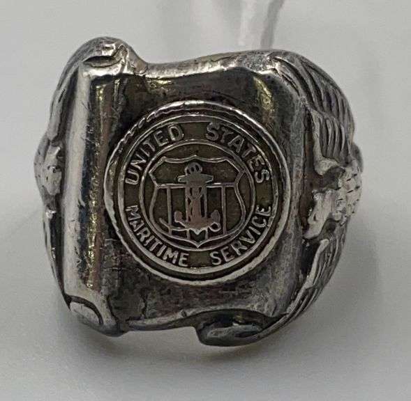 Sterling Silver WW2 US Maritime Service Officer Ring - Dixon's Auction ...
