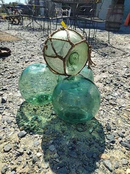 (4) Vintage Japanese Glass Fishing Net Float Balls - Dixon's Auction at ...