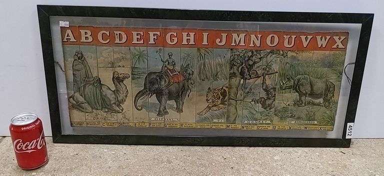 Antique lithograph alphabet picture - Dixon's Auction at Crumpton