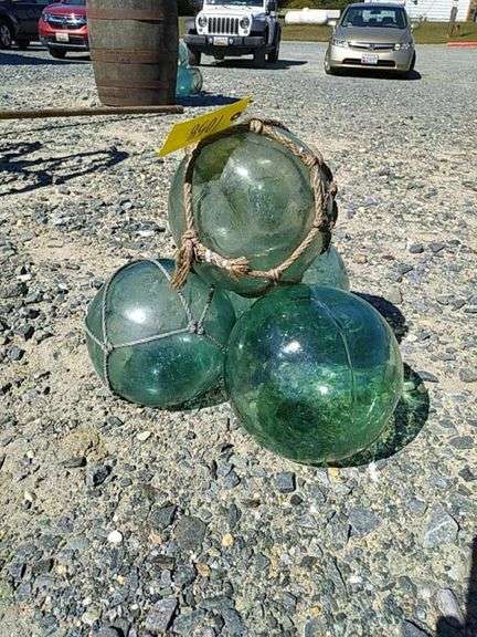 (4) Vintage Japanese Glass Fishing Net Float Balls - Dixon's Auction at ...