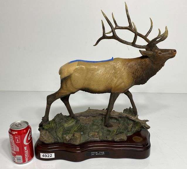 Jim Eppler Prime Time elk sculpture - Dixon's Auction at Crumpton