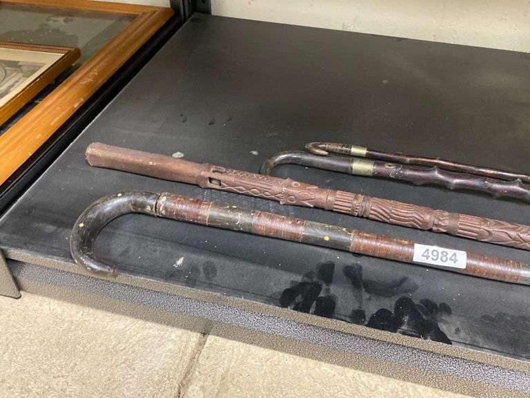 (4) Antique and vintage walking sticks - Dixon's Auction at Crumpton