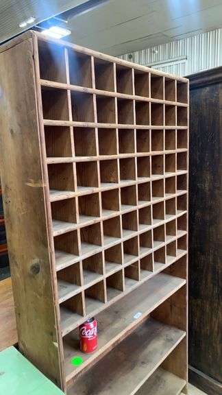 Antique Southern yellow pine cubby hole cabinet - Dixon's Auction at ...