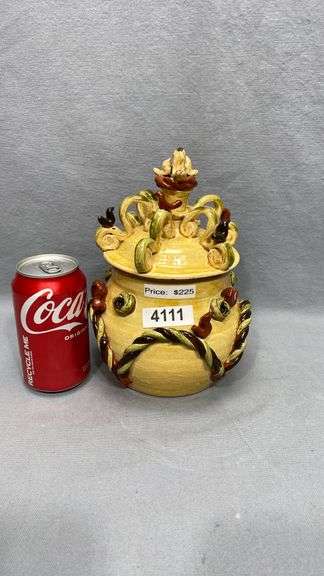 SJ Pottery contemporary redware sugar bowl - Dixon's Auction at Crumpton