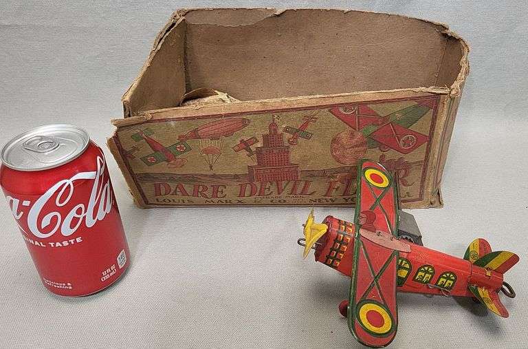 Marx Dare Devil Flyer plane toy in box - Dixon's Auction at Crumpton