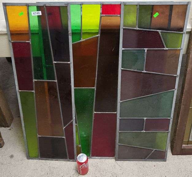 (3) MCM leaded stained glass panels - Dixon's Auction at Crumpton
