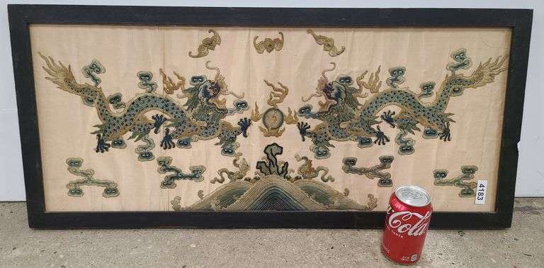 Antique Chinese dragon embroidery - Dixon's Auction at Crumpton