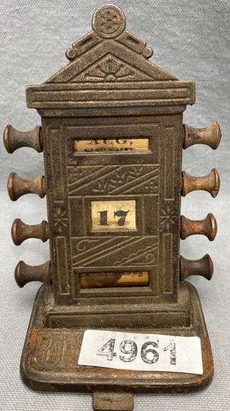 Antique Victorian cast iron revolving desk calendar - Dixon's Auction ...