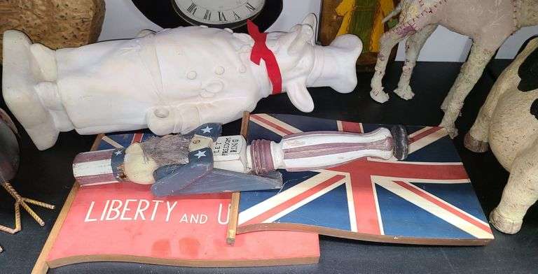 Lot Various Animal Statues Pig Cow Rooster Uncle Sam - Dixon's Auction ...