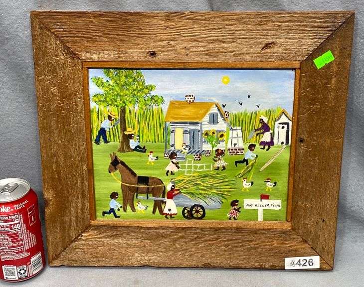 May Kugler folk art oil painting - Dixon's Auction at Crumpton