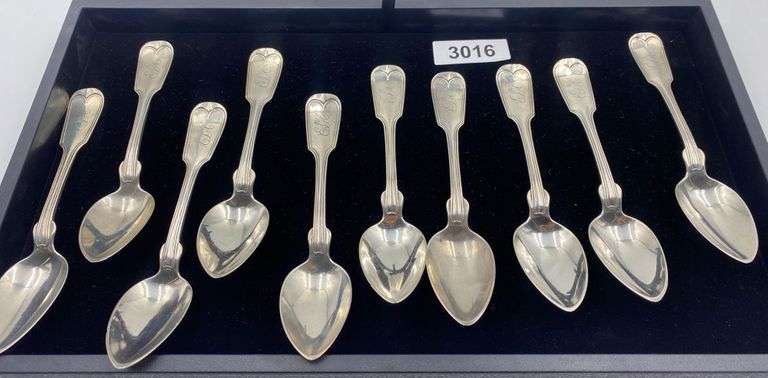 10 J.J. Ross Coin Silver Spoons 7.9 ozt. (monogrammed) - Dixon's ...