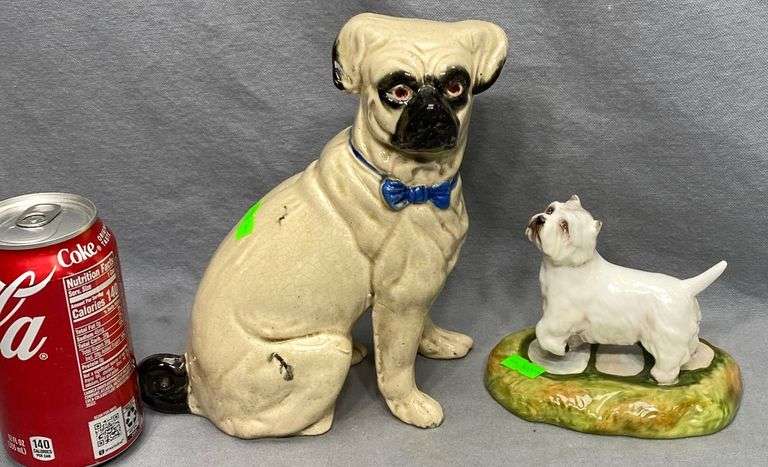 Ceramic pug & Royale Stratford porcelain dog figurine - Dixon's Auction ...