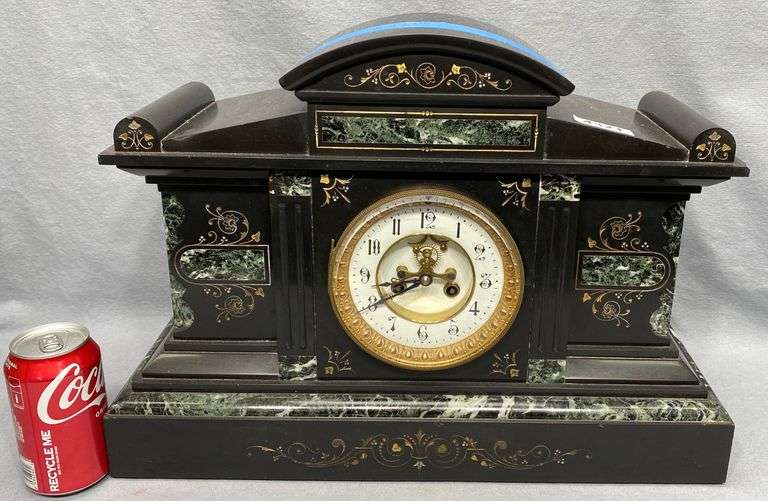 Antique marble & slate mantle clock - Dixon's Auction at Crumpton