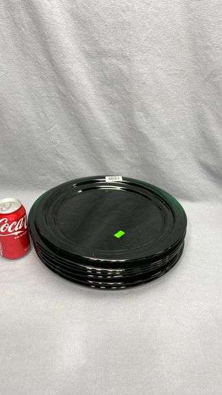 6 Emerald green glass chargers - Dixon's Auction at Crumpton