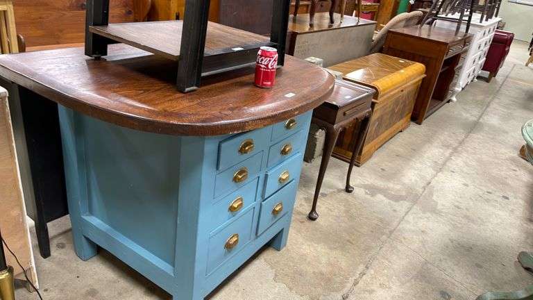 Modern industrial-style kitchen island work table - Dixon's Auction at ...