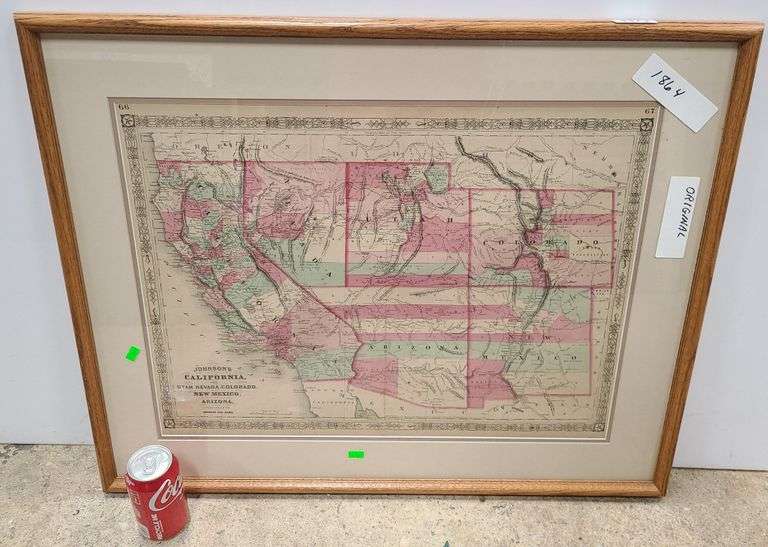 Antique 1864 map of southwestern states - Dixon's Auction at Crumpton