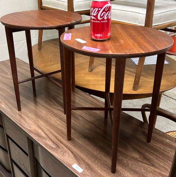 Pair Danish MCM cocktail tables, as-is - Dixon's Auction at Crumpton