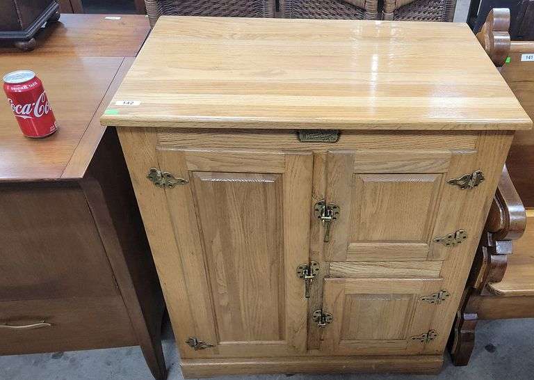 White Clad oak reproduction ice box - Dixon's Auction at Crumpton