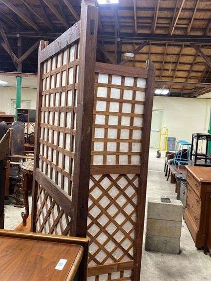 Hollywood Regency-style shell and teakwood room divider - Dixon's ...