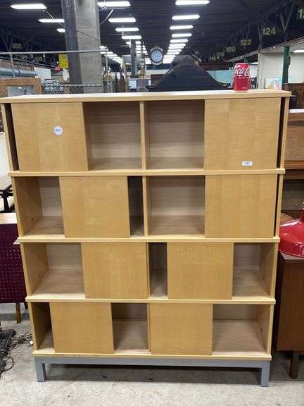 Modern blond cubby hole storage cabinet - Dixon's Auction at Crumpton