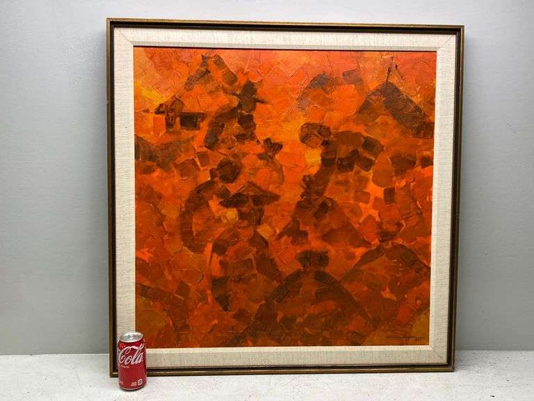MCM abstract painting signed Lopez - Dixon's Auction at Crumpton