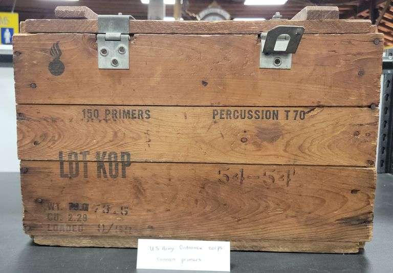 Vintage US Army Ordinance Corp Cannon Primer Box - Dixon's Auction at ...