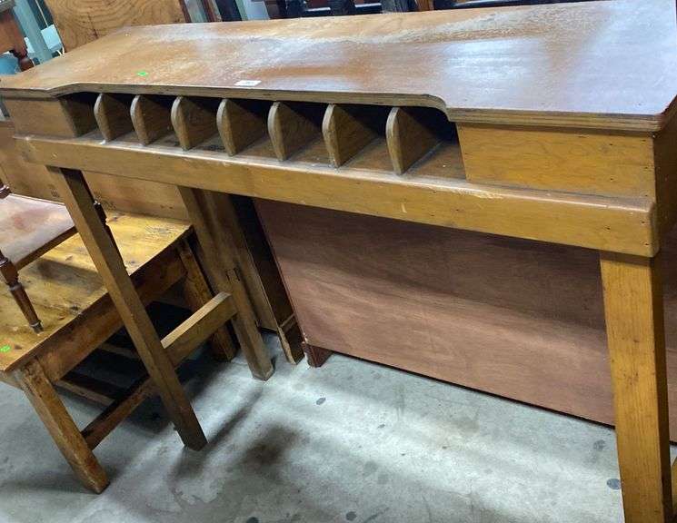 Vintage bank deposit slip table - Dixon's Auction at Crumpton