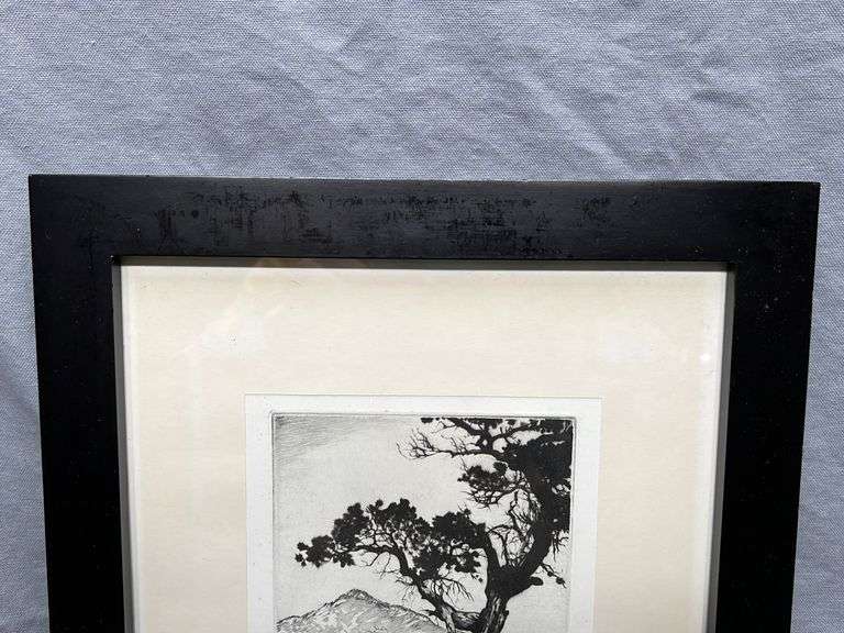 Lyman Byxbe pencil signed etching - Dixon's Auction at Crumpton