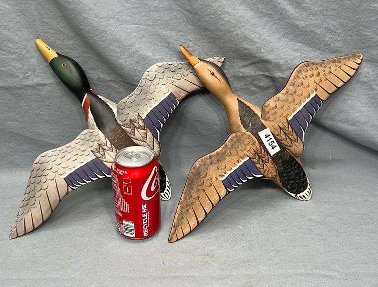 Pair Lisa Byrd mallard duck decoy flyers - Dixon's Auction at Crumpton