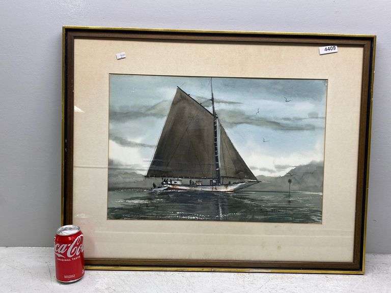 Stephen Bleinberger sloop painting - Dixon's Auction at Crumpton