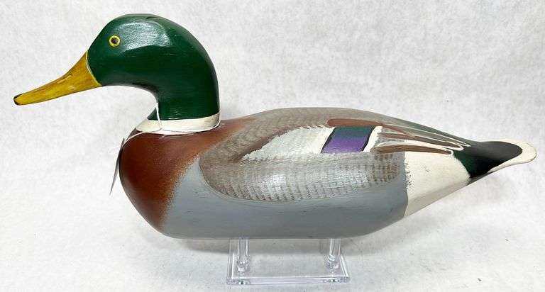 Mallard duck decoy branded JC Crouch - Dixon's Auction at Crumpton