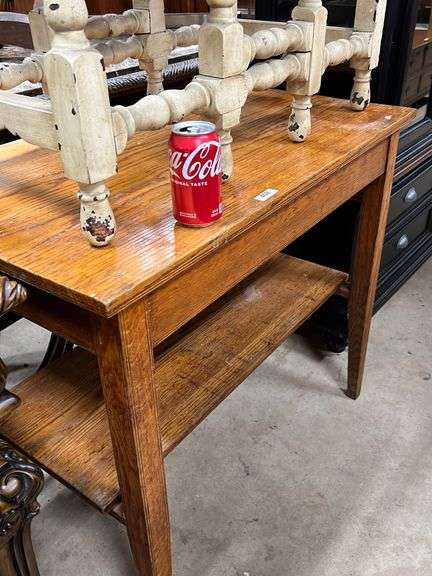 Antique oak work table - Dixon's Auction at Crumpton