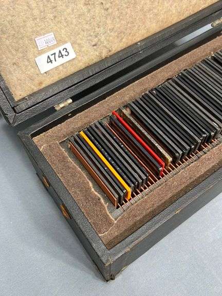 Box of antique glass slides - Dixon's Auction at Crumpton