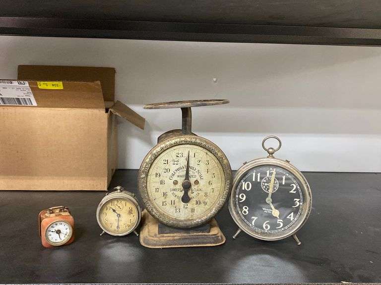 Lot Antique Clocks, Scale - Dixon's Auction at Crumpton
