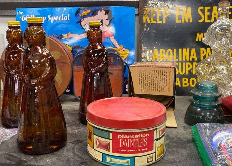 Lot Vintage Syrup Bottles, Signs, Washington Bottle etc - Dixon's ...