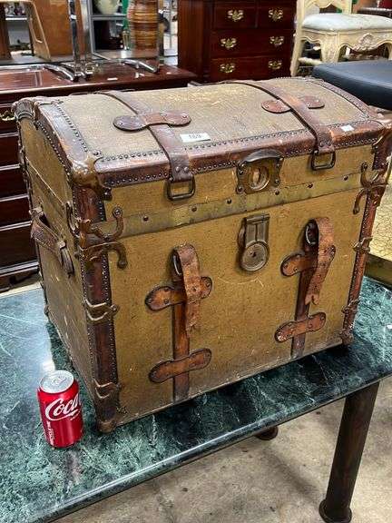 Antique dome-lid half steamer trunk - Dixon's Auction at Crumpton