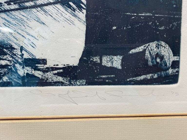 Modernist artist-signed print - Dixon's Auction at Crumpton