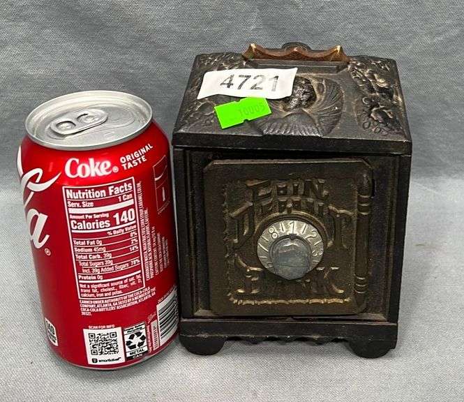 Antique cast iron coin deposit safe bank - Dixon's Auction at Crumpton